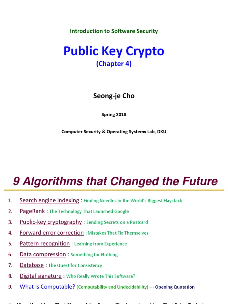 Public Key Crypto: (Chapter 4) | PDF | Public Key Cryptography ...