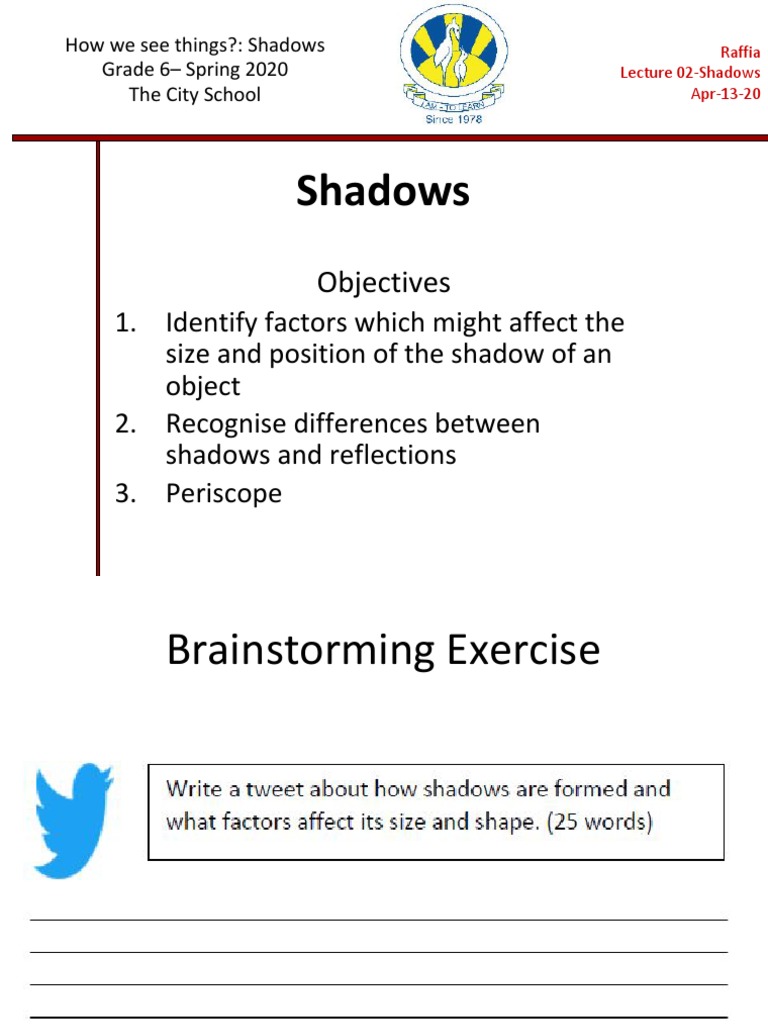 Shadows Lecture 2 PDF | PDF | Shadow | Reflection (Physics)