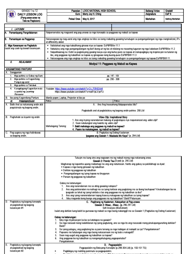 Modyul 11 Esp 8 | PDF
