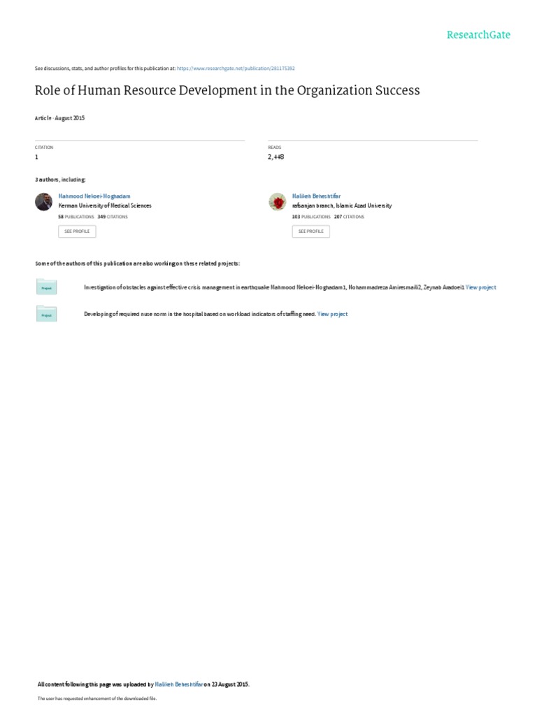 Role of Human Resource Development in The Organization Success | PDF ...