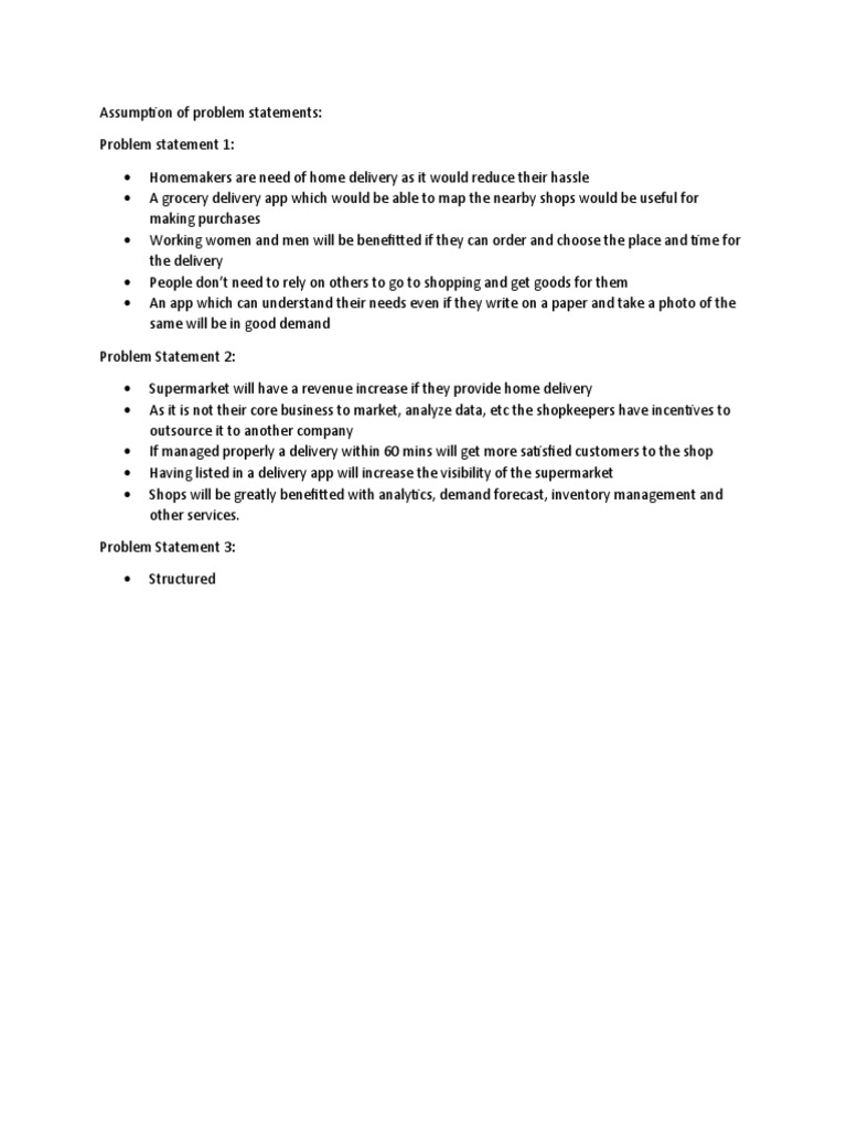 Assumption of Problem Statements | PDF