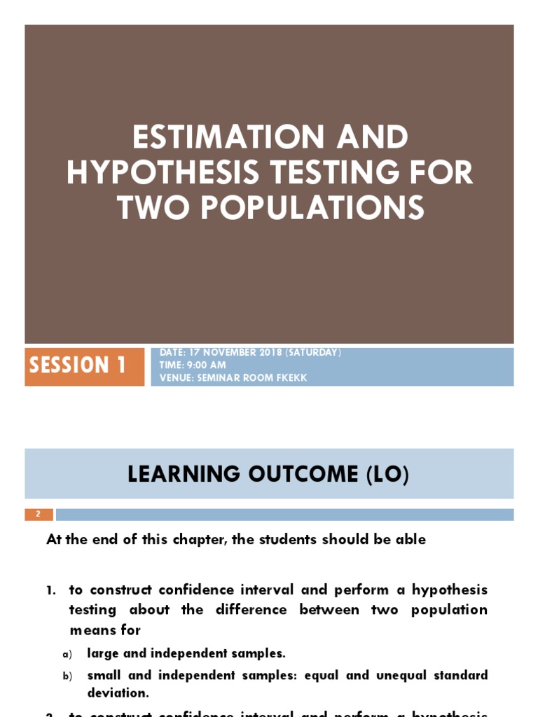 Week 1 Estimation And Hypothesis Testing Pdf Confidence Interval