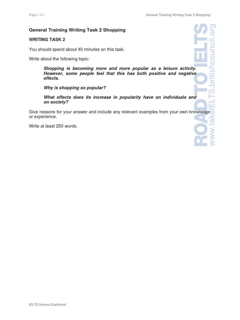 General Training Writing Task 2 Shopping | PDF | Career & Growth ...