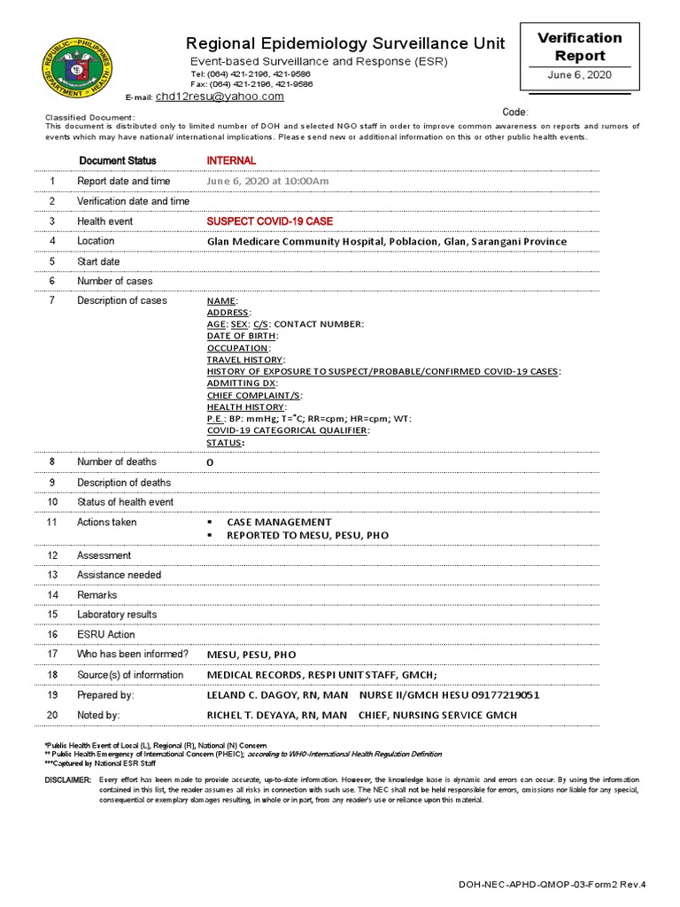 Esr - Blank | PDF | Health Care | Health Sciences