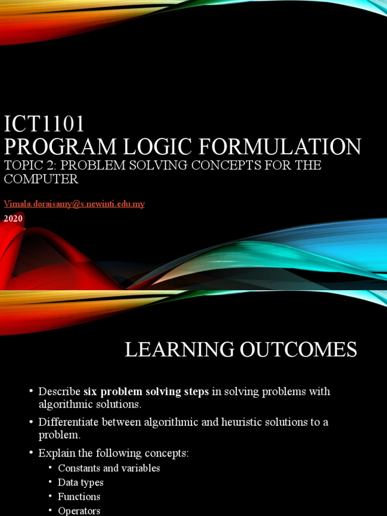 Topic 2 - Problem Solving Concepts For The Computer | PDF | Variable ...