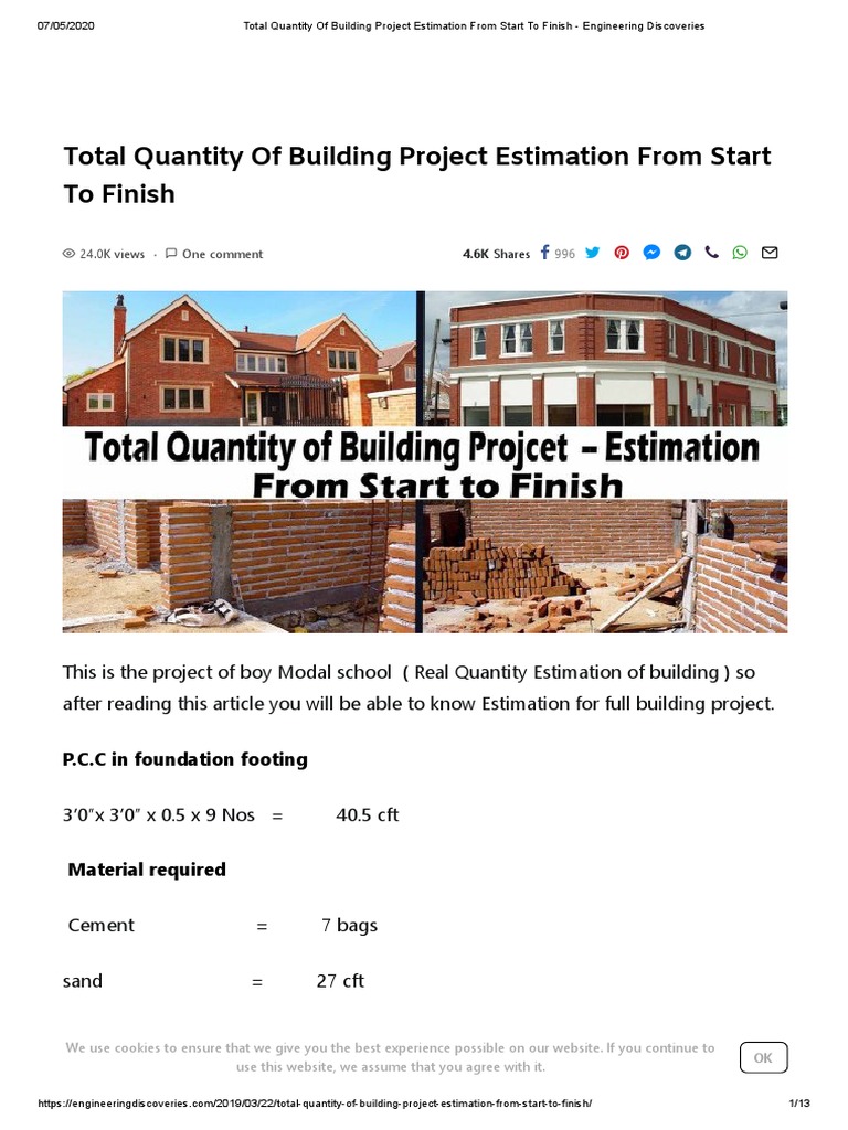Total Quantity of Building Project Estimation From Start To Finish ...
