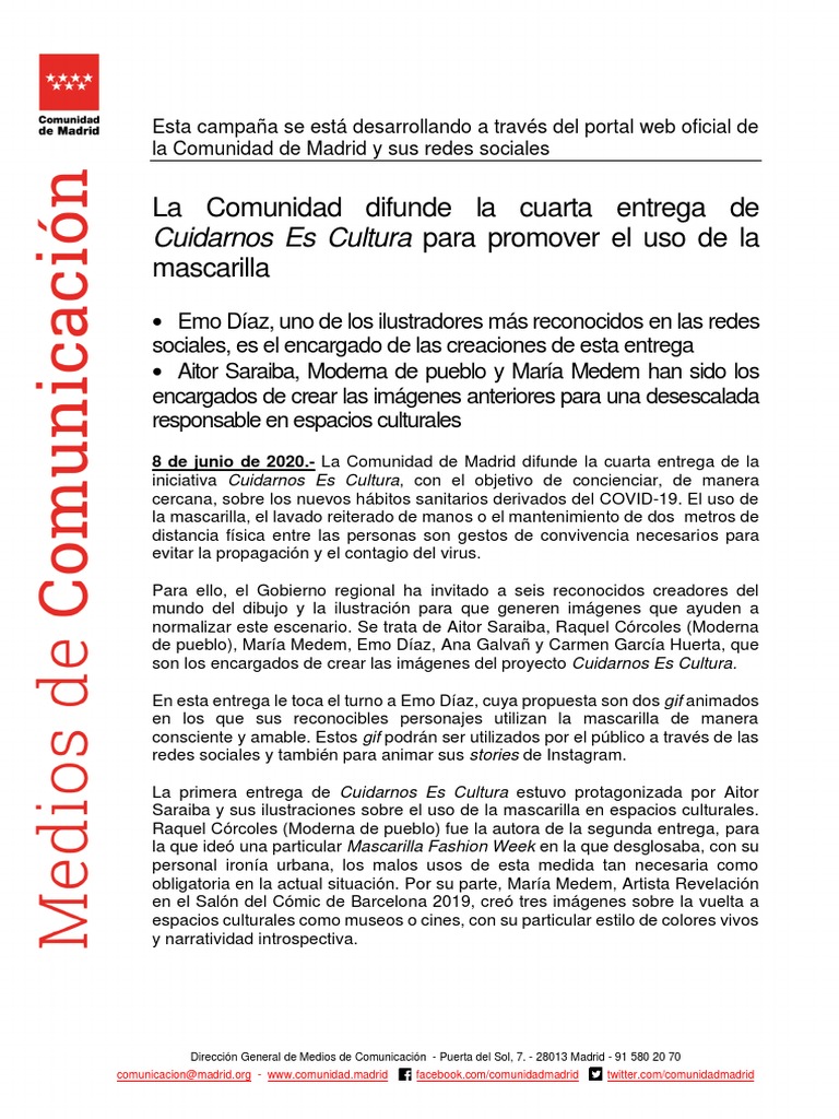 NP Cultura Cuidarnos Es Cultura Emo Diaz | PDF | Madrid