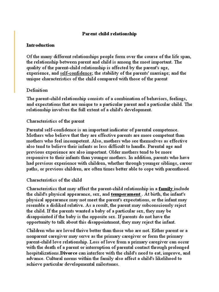 Parent Child Relationship | PDF | Attachment Theory | Parenting
