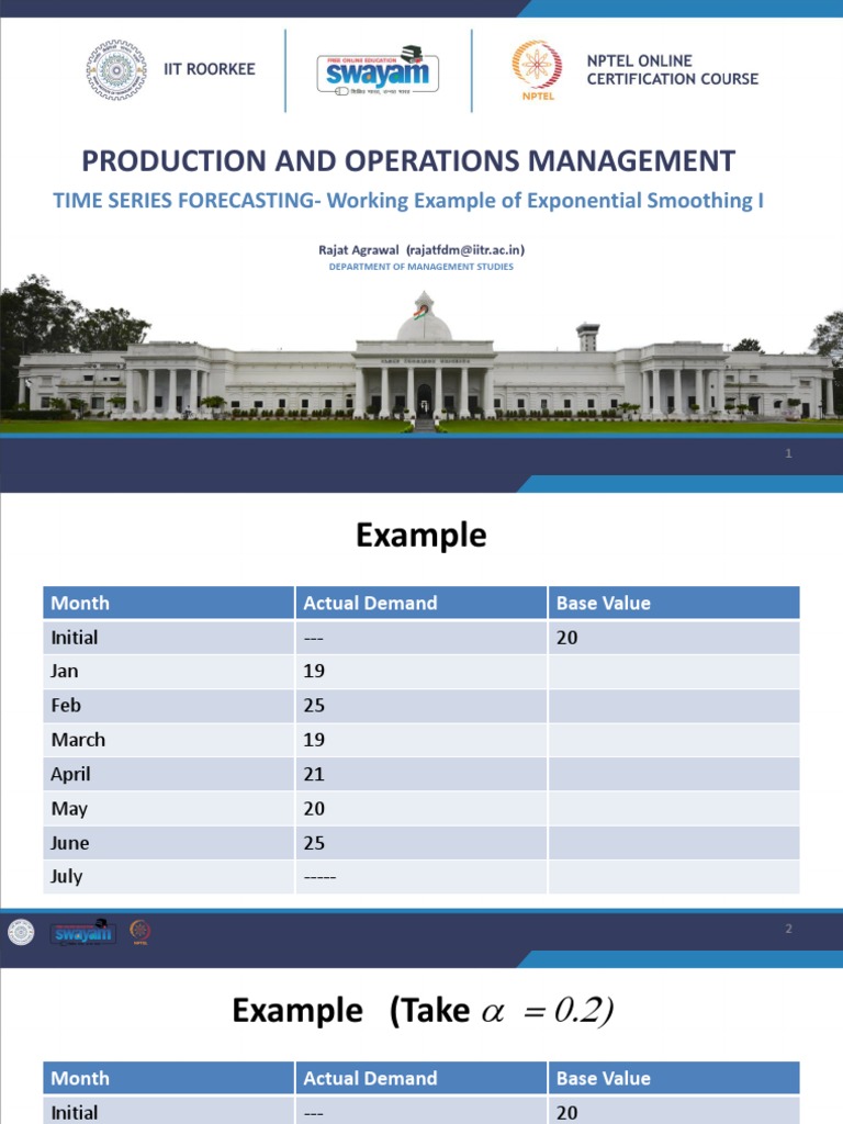 Production and Operations Management: TIME SERIES FORECASTING-Working ...
