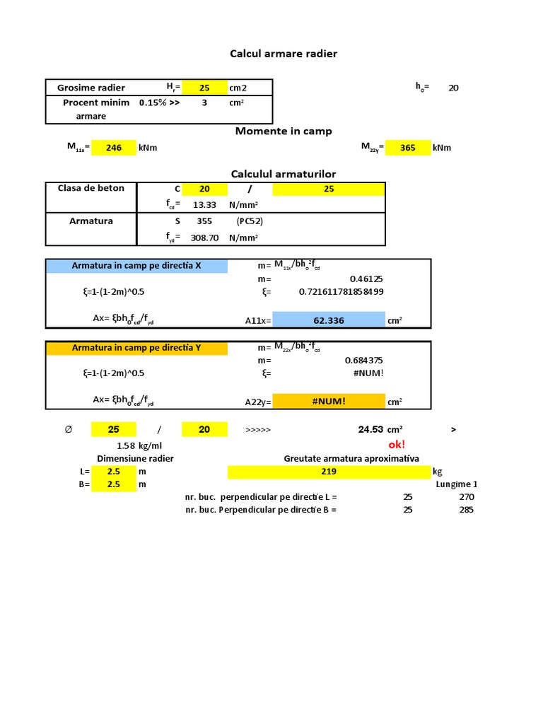 Calcul armare radier: Grosime radier Procent minim 3 0.15% >>