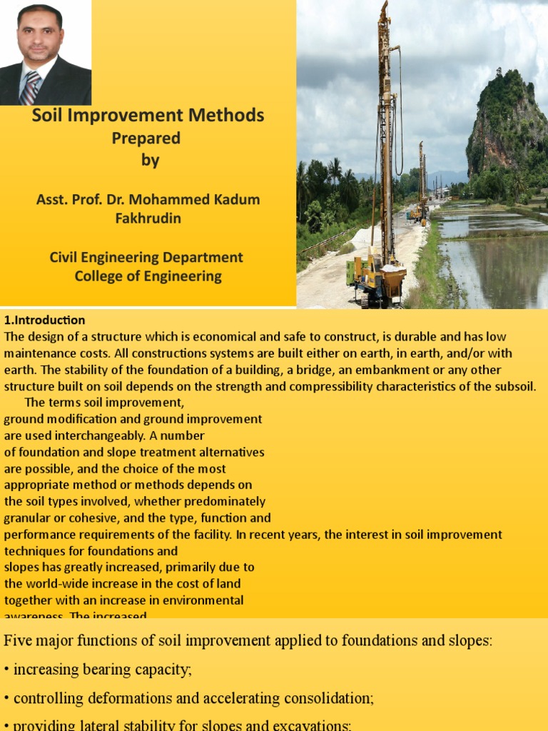 Soil Improvement Methods: Prepared by | PDF | Concrete | Natural Materials