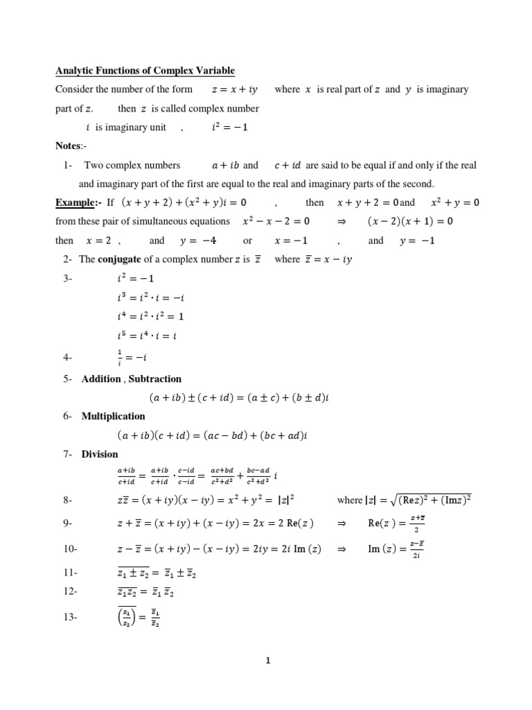 Analytic Functions of Complex Variable | PDF | Trigonometric Functions | Complex Number