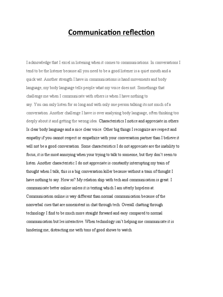 Communication Reflection | PDF