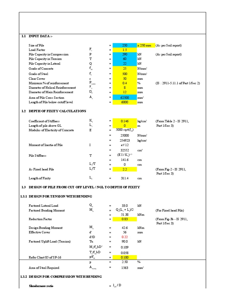 Design Calculation of Pile Foundation | PDF | Deep Foundation | Stiffness