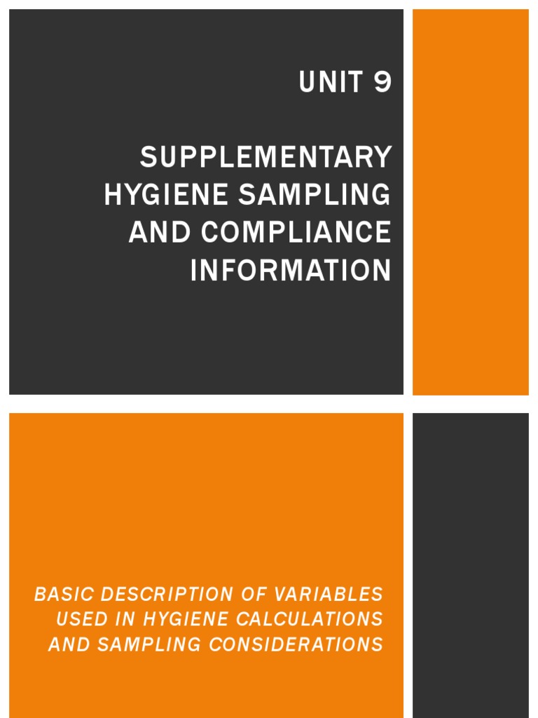 Unit 9 Supplementary Hygiene Sampling and Compliance Information | PDF ...