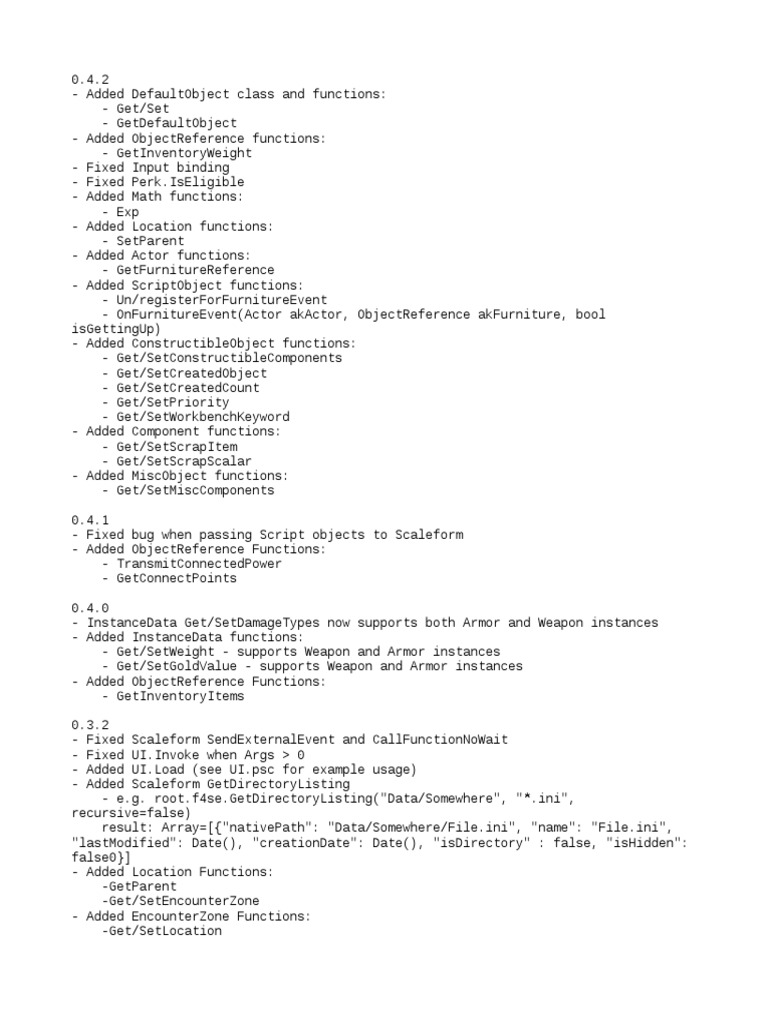 F4se Whatsnsew | PDF | Runtime System | Software Release Life Cycle