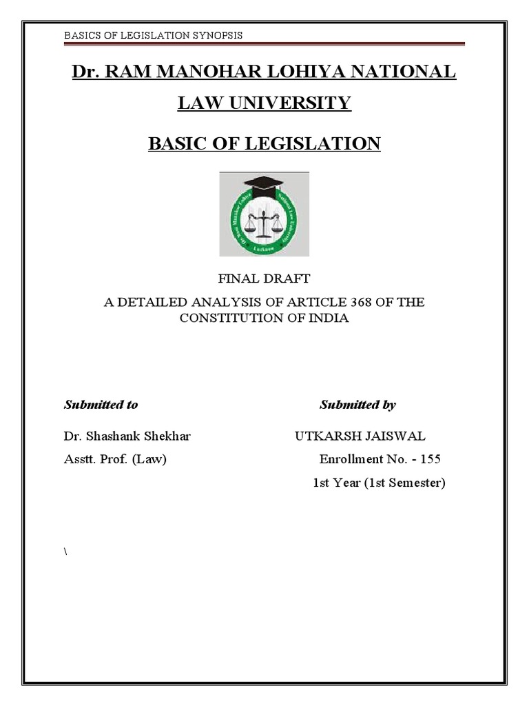 Basic of Legislation, Final Draft | PDF | Constitutional Amendment ...