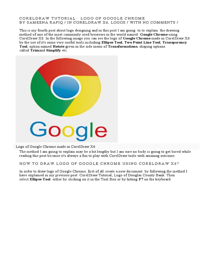 Coreldraw Tutorial - Logo of Google Chrome | PDF | Menu (Computing ...