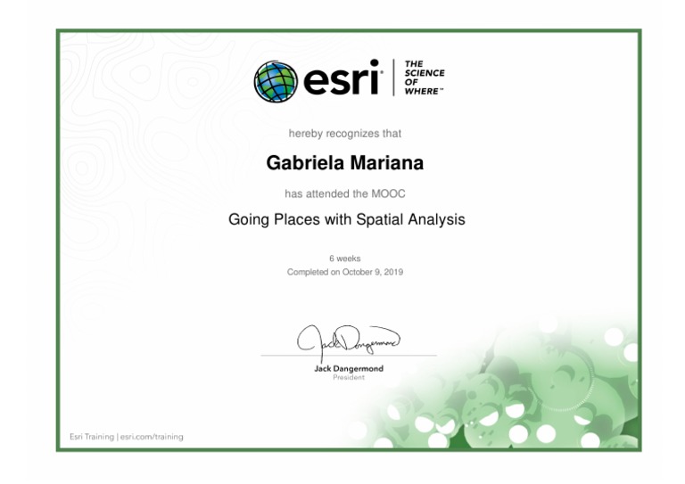 Going Places With Spatial Analysis - Certificate - 10092019 | PDF Going Places With Spatial Analysis - Certificate - 10092019 | PDF