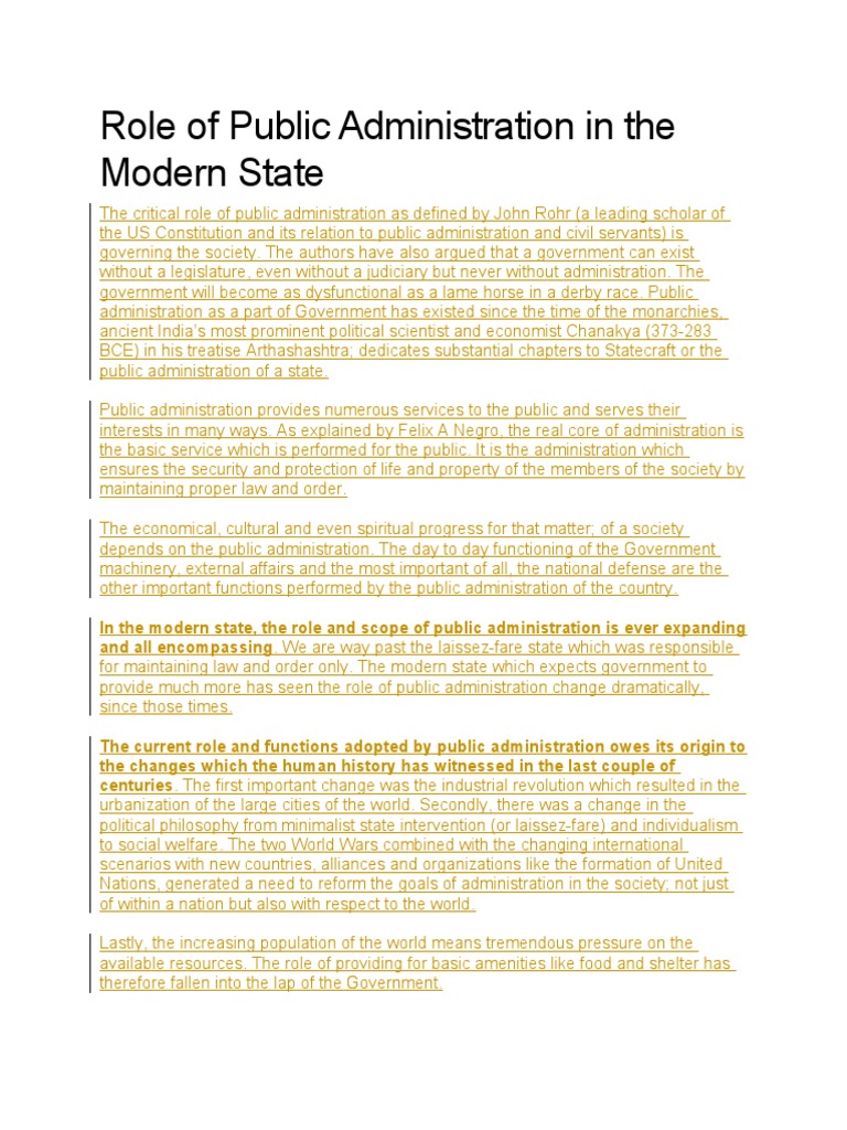 Lecture 1 - 4 Role of Public Administration in The Modern State | PDF ...