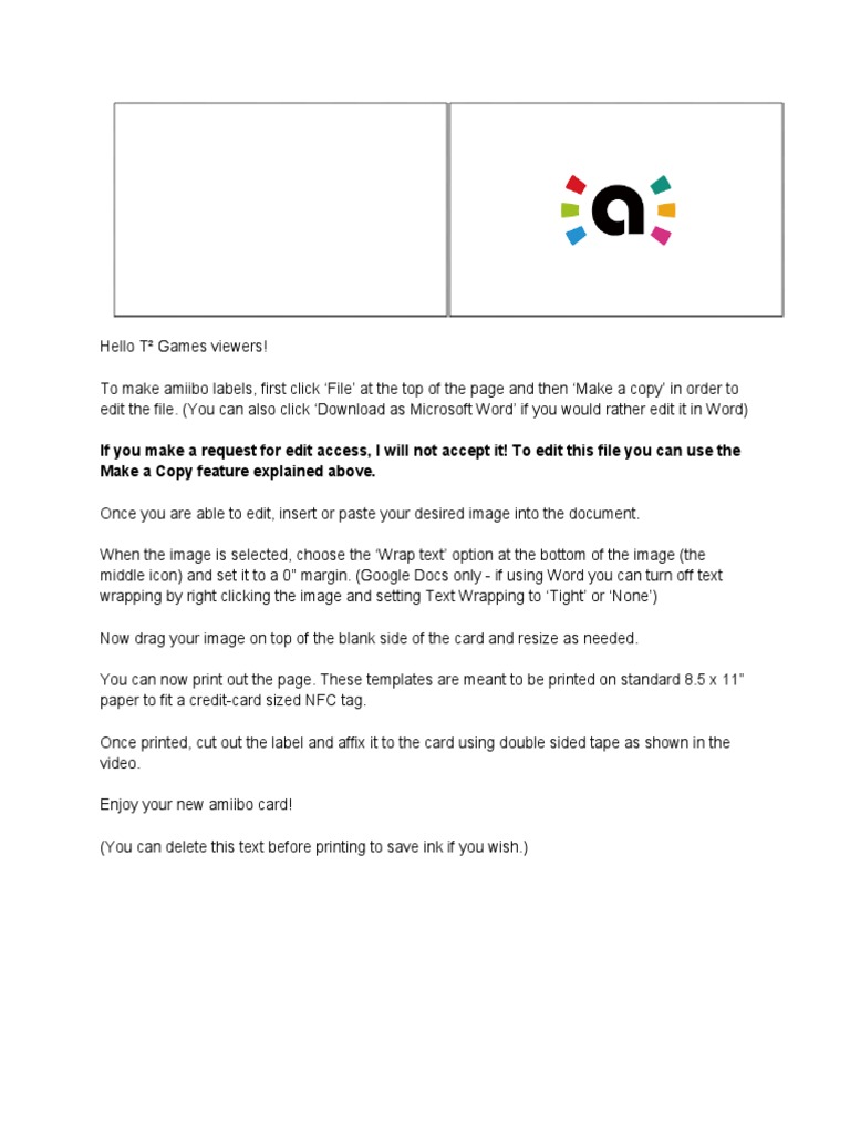 Amiibo Card Template | PDF