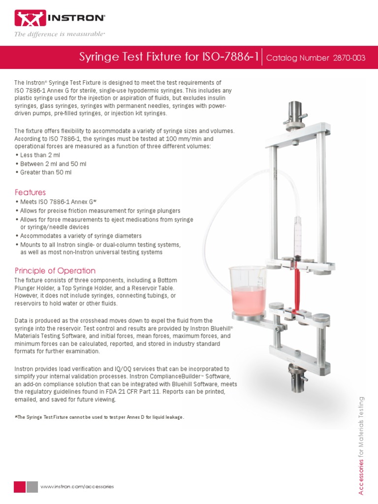 Syringe Test Fixture For ISO 7886 1 | PDF | Syringe | Equipment