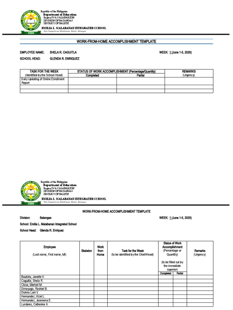 WFH Template 1 | PDF