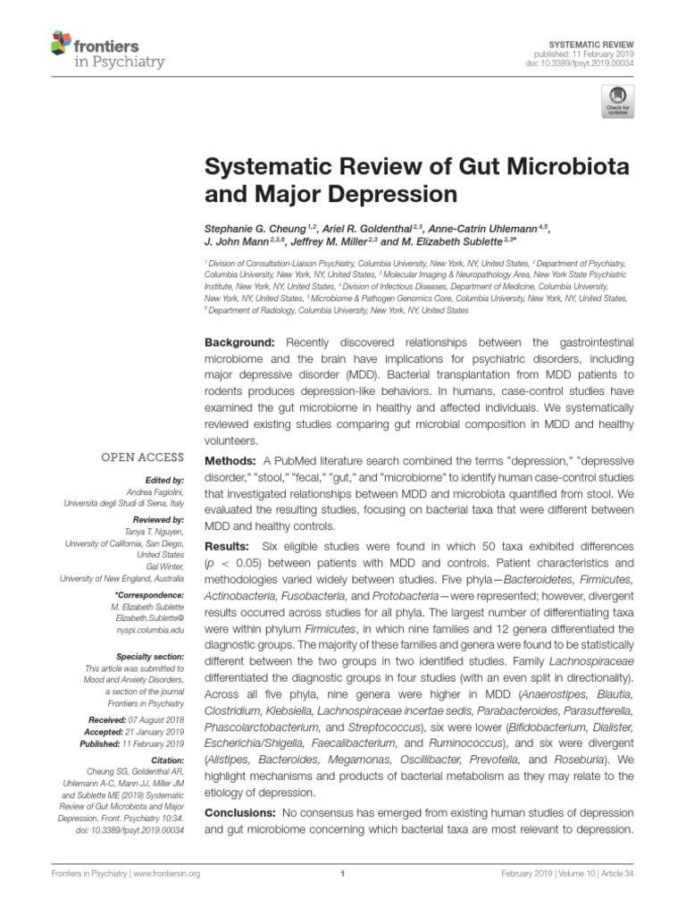 Depression Microbiota | PDF | Microbiota | Major Depressive Disorder