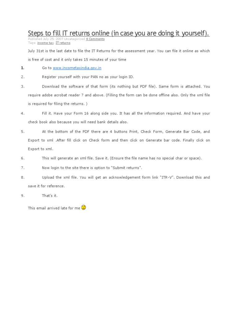 How to File IT Returns Online Steps | PDF