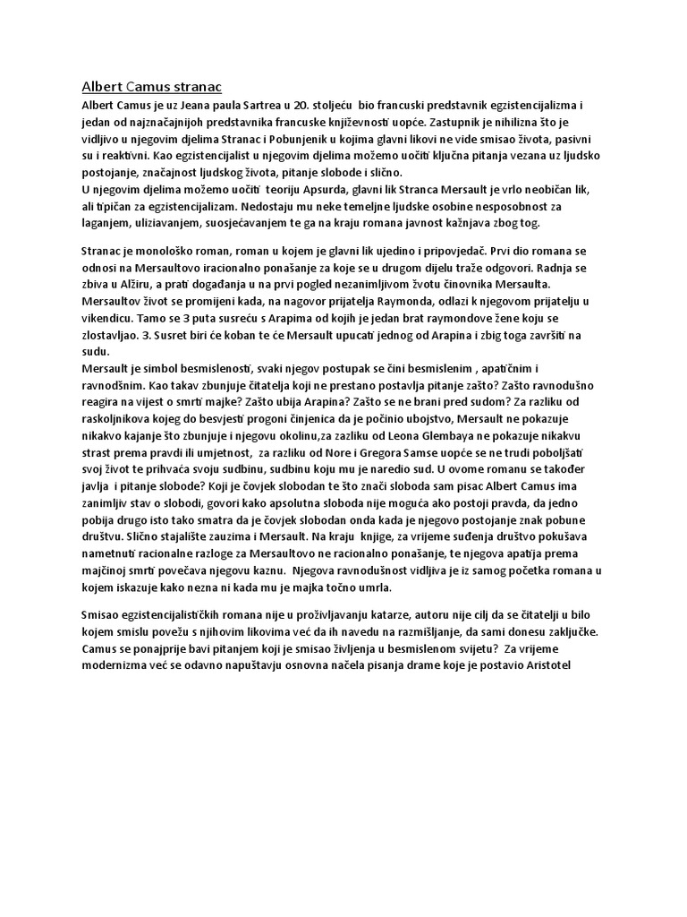 Albert Camus Stranac | PDF