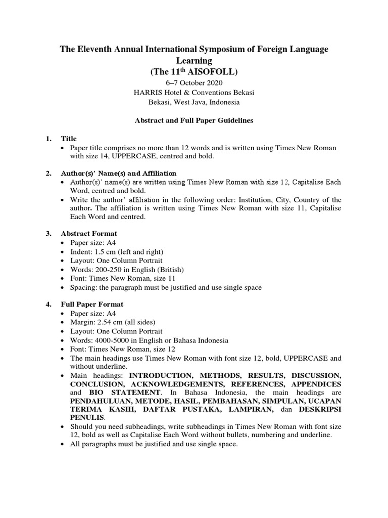 Full Paper Guideline - 2020.02.27 PDF | PDF | Abstract (Summary ...