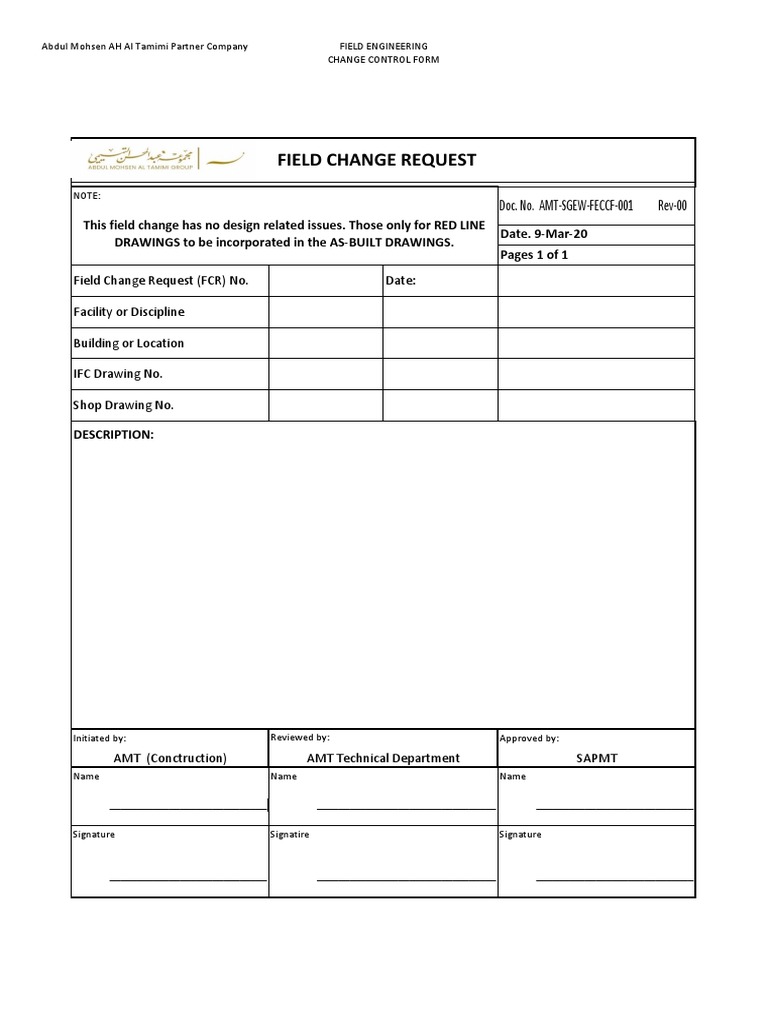 Field Engineering Change Control Form | PDF