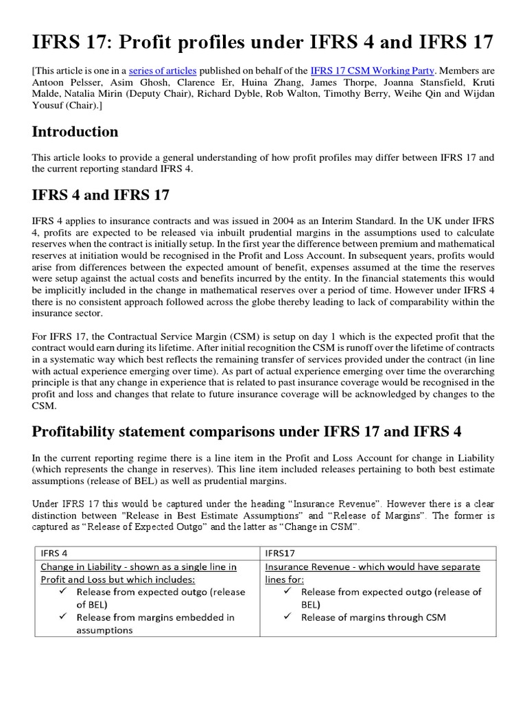 IFRS 17 - Profit Profiles Under IFRS 4 and IFRS 17 - 20190717 PDF | PDF ...