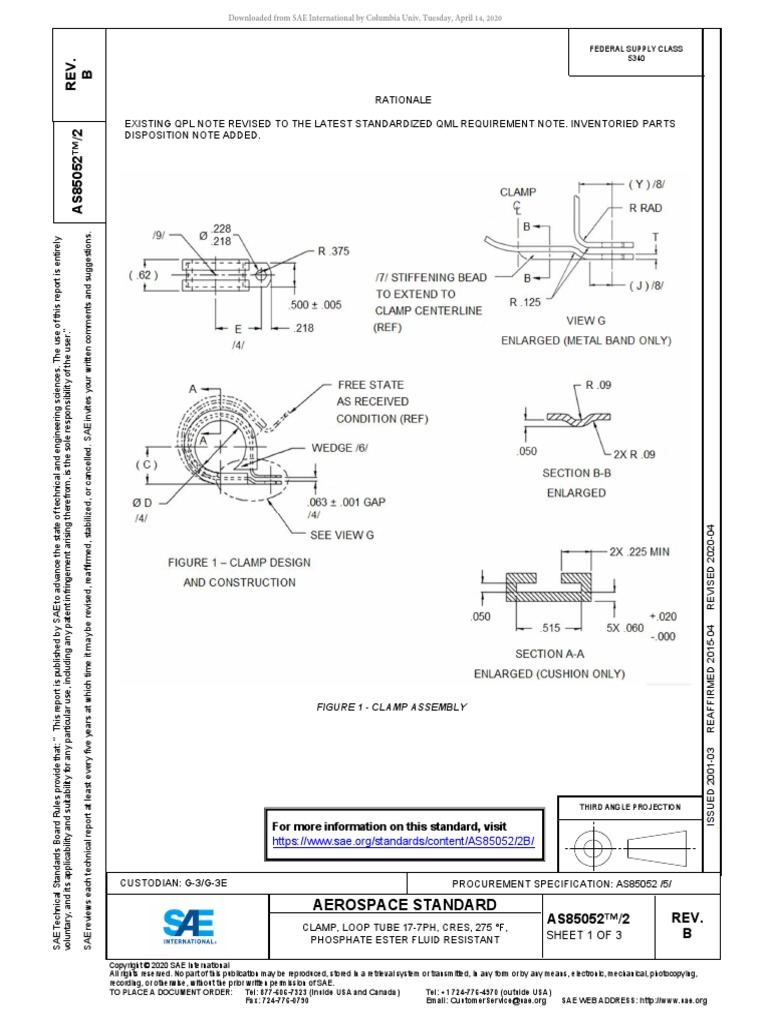As85052 - 2b-Clamp, Loop Tube 17-7PH, Cres, 275 °f, Phosphate Ester ...