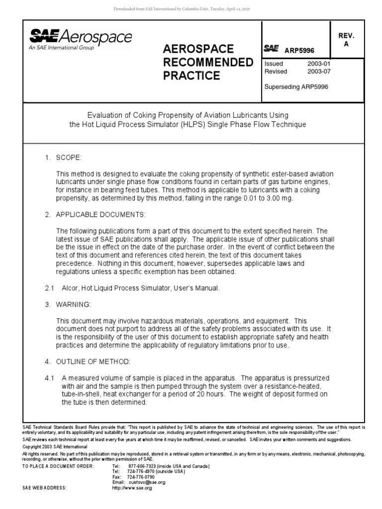 ARP5996A-Evaluation of Coking Propensity of Aviation Lubricants Using ...
