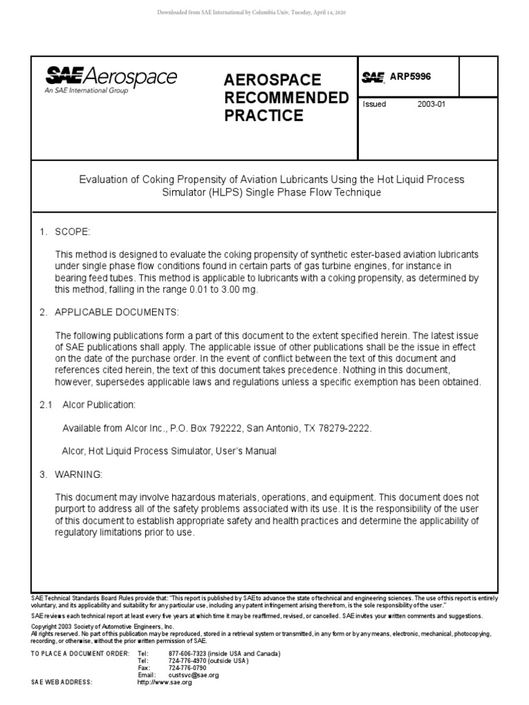 ARP5996-Evaluation of Coking Propensity of Aviation Lubricants Using ...