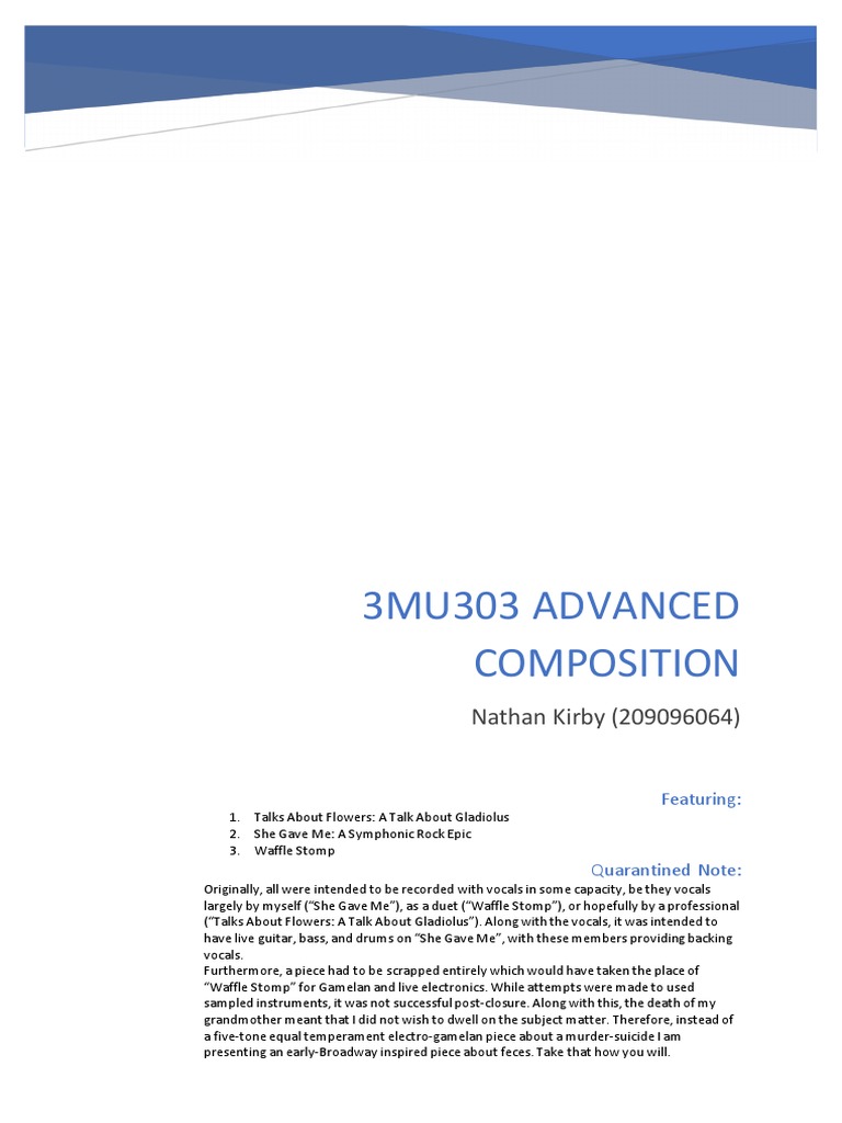 Third Year Composition Submission | PDF | Song Structure | Music Theory