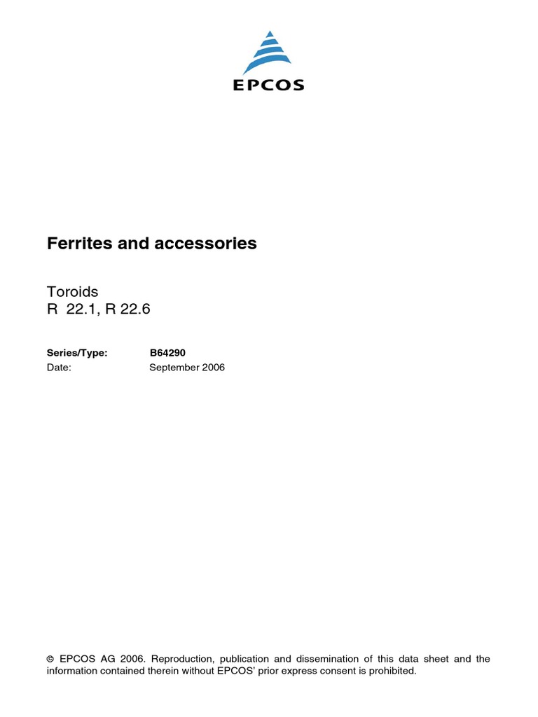 Ferrites and Accessories: Data Sheet Data Sheet | PDF | Soldering ...