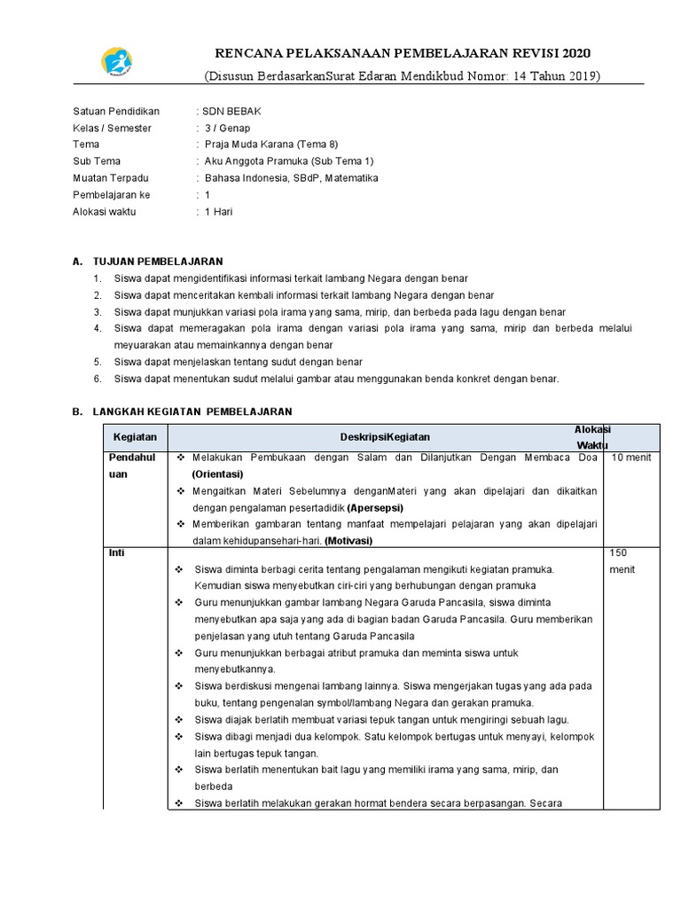 RPP Kelas 3 Sub Tema 1 Tema 8 | PDF