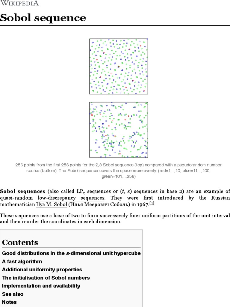 Sobol Sequence - Wikipedia | PDF | Mathematical Analysis | Discrete ...