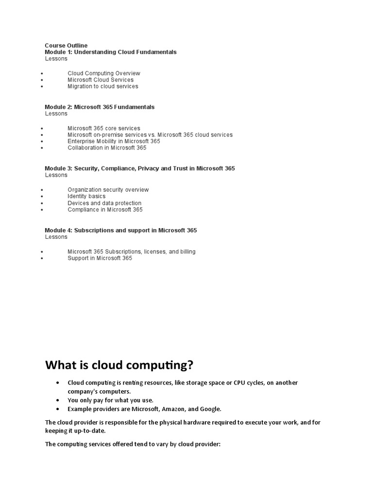 What Is Cloud Computing?: Course Outline Module 1: Understanding Cloud ...