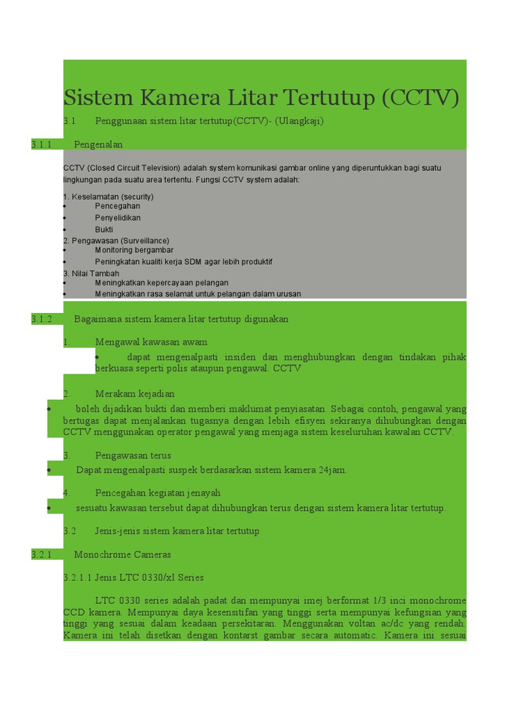 Penggunaan dan Jenis CCTV dalam Keselamatan | PDF | Teknologi & Rekayasa