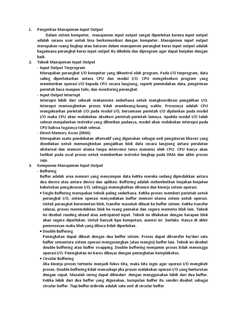 Manajemen Input Output Komputer | PDF | Komputer