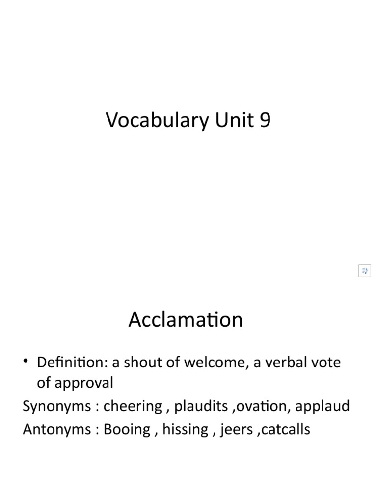 Vocabulary Unit 9 Part 1 PPTX | PDF