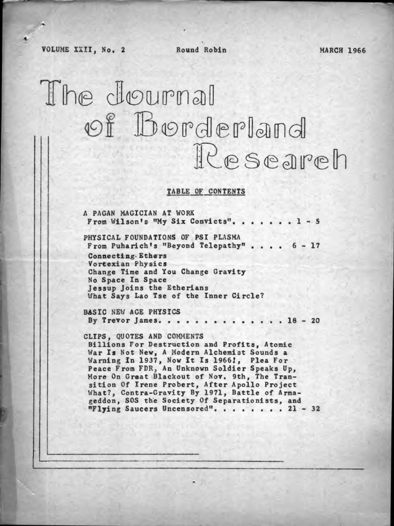 Journal of Borderland Research v22 n2 Mar 1966 PDF | PDF | Spin ...