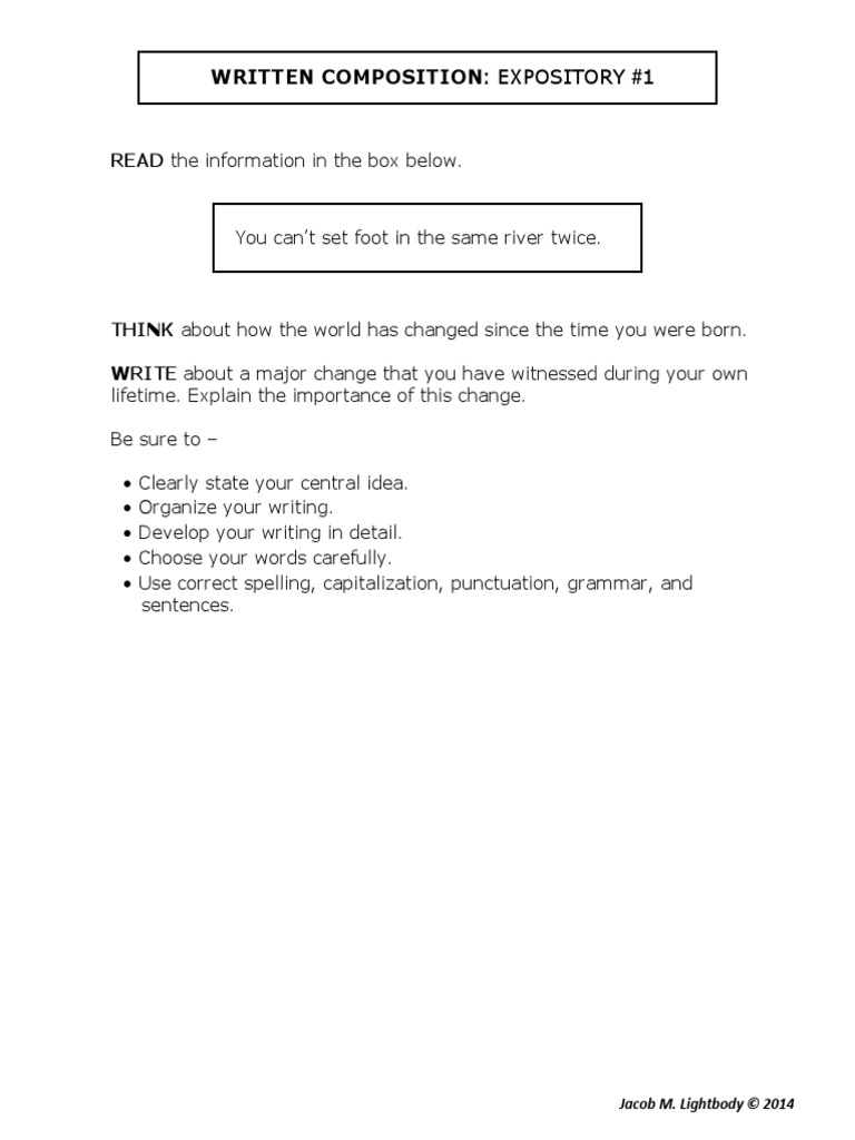 Written Composition Expository #1: READ The Information in The Box ...