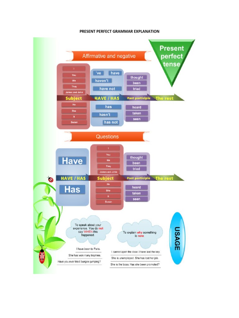 Present Perfect Grammar Explanation | PDF