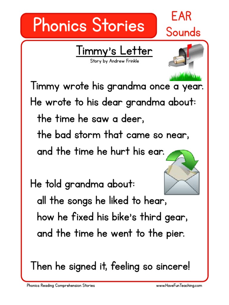 Ear Sound Phonics Story Worksheet | PDF | Mystery, Thriller & Crime ...