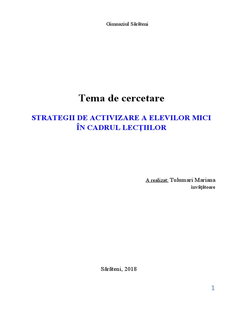 Tema de Cercetare | PDF