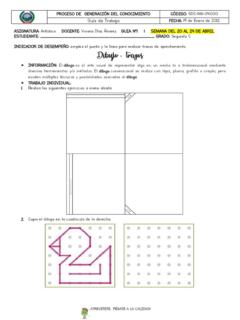 GUÍA 1 - ARTÍSTICA (Trazos Línea Recta) PDF | PDF